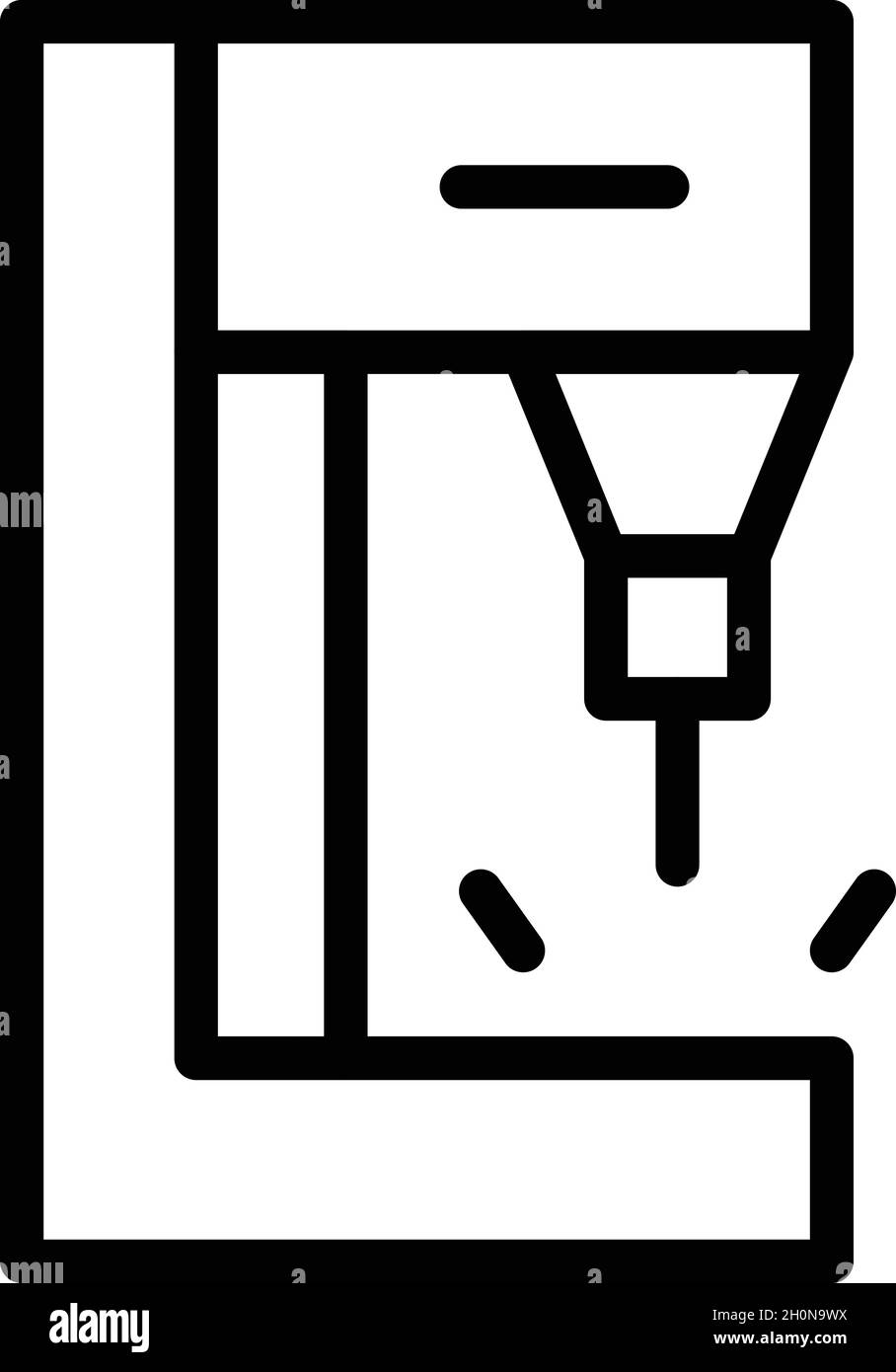 Hydraulic cnc machine icon outline vector. Work tool. Laser factory ...