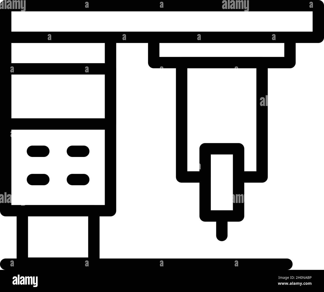 Hard cnc machine icon outline vector. Work tool. Lathe factory Stock ...