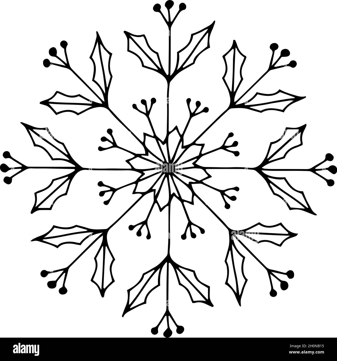 beautiful hand-drawn fantasy snowflake. clip art vector element Stock ...