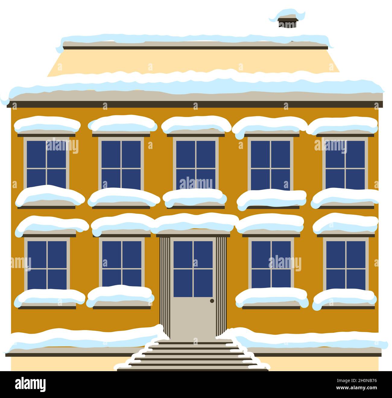 building covered with snow. Christmas snowfall in the city. clip art ...