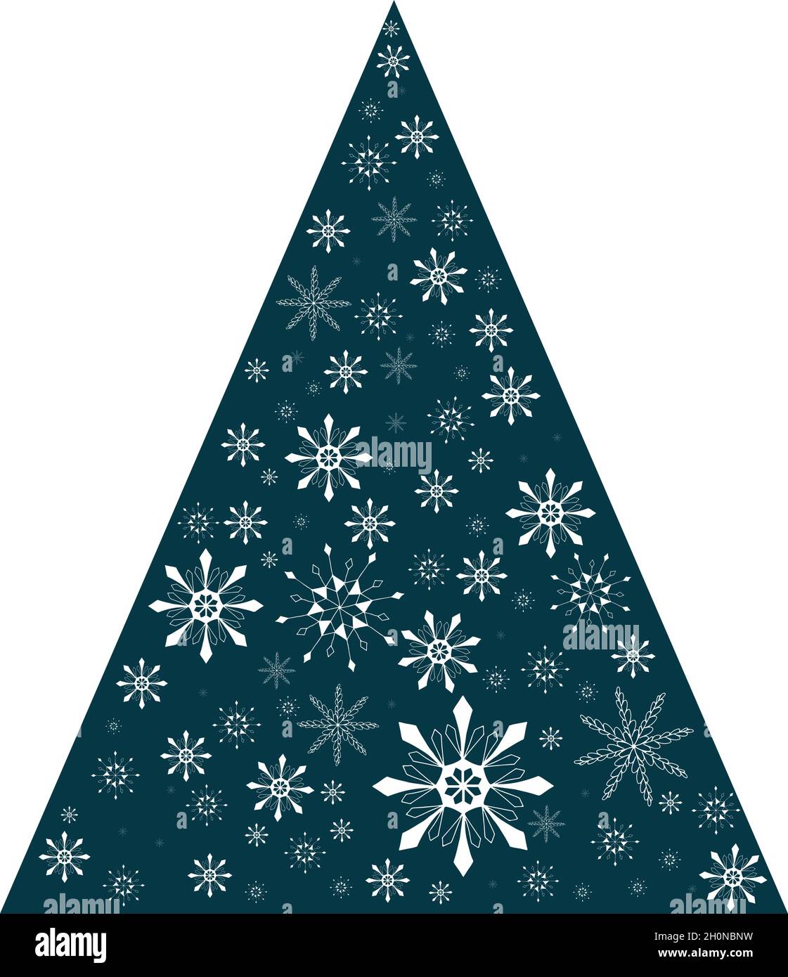 abstract christmas tree triangle with cut out snowflakes. vector decor ...