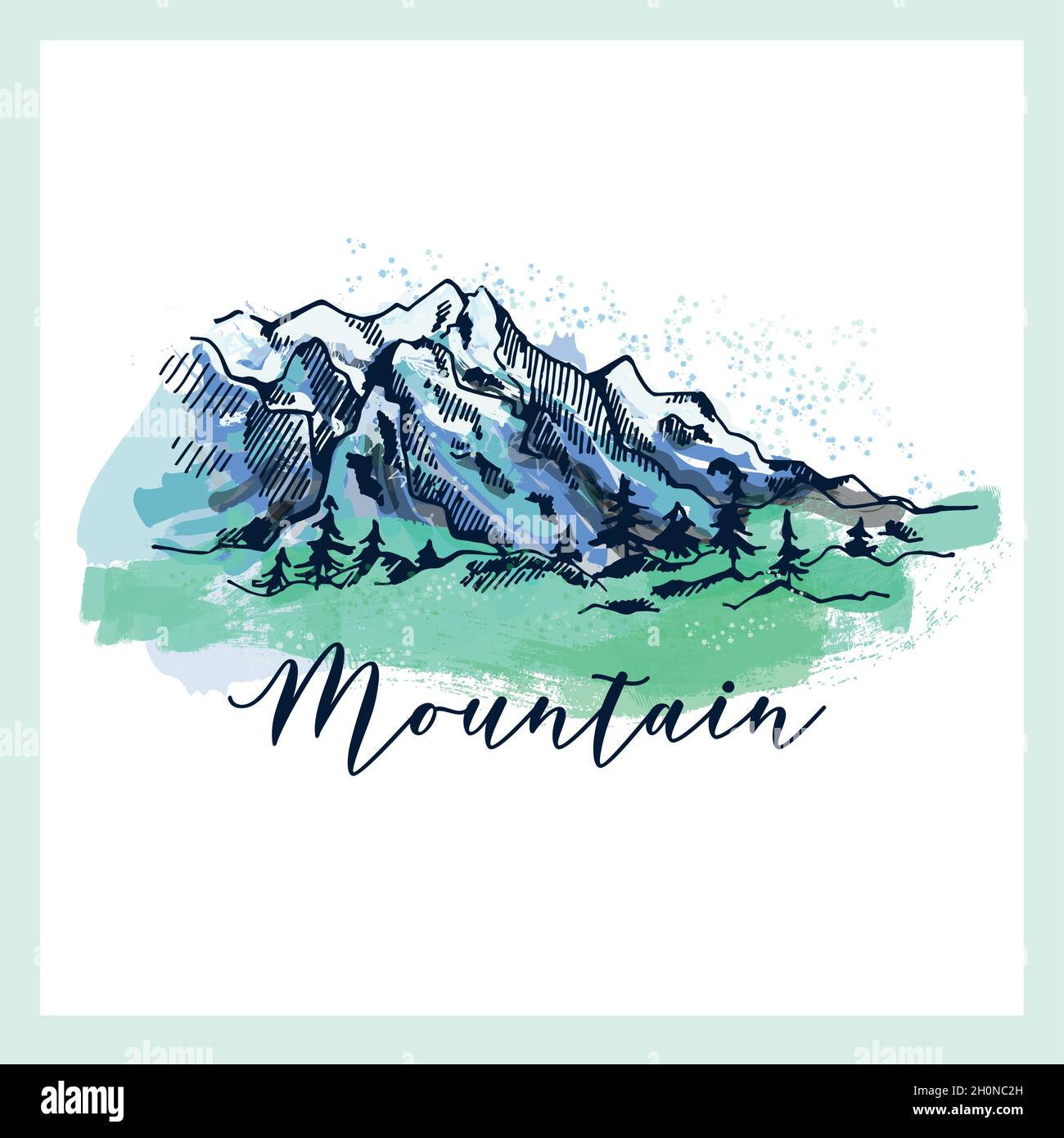 Watercolor painting of mountains Stock Vector Images - Alamy
