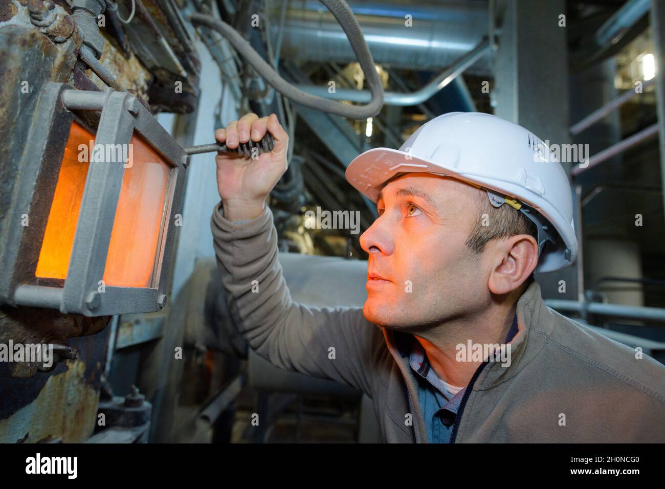 repairman engineer of fire engineering system Stock Photo - Alamy