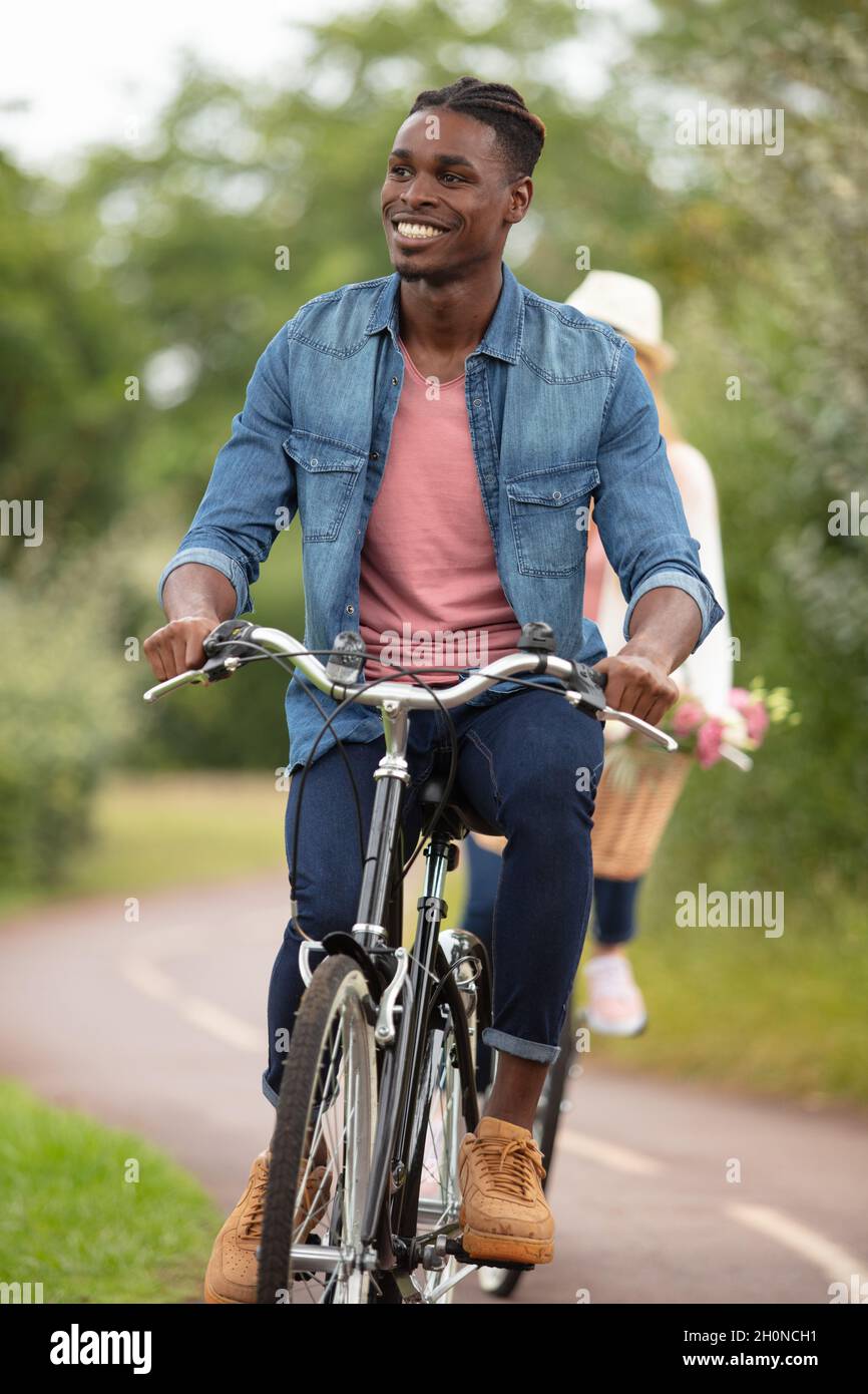 happy man is cycling outdoors Stock Photo - Alamy
