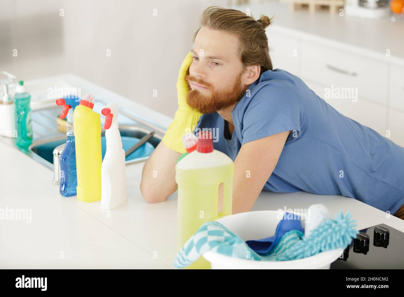 cleaning products cleaning man clean Stock Photo - Alamy