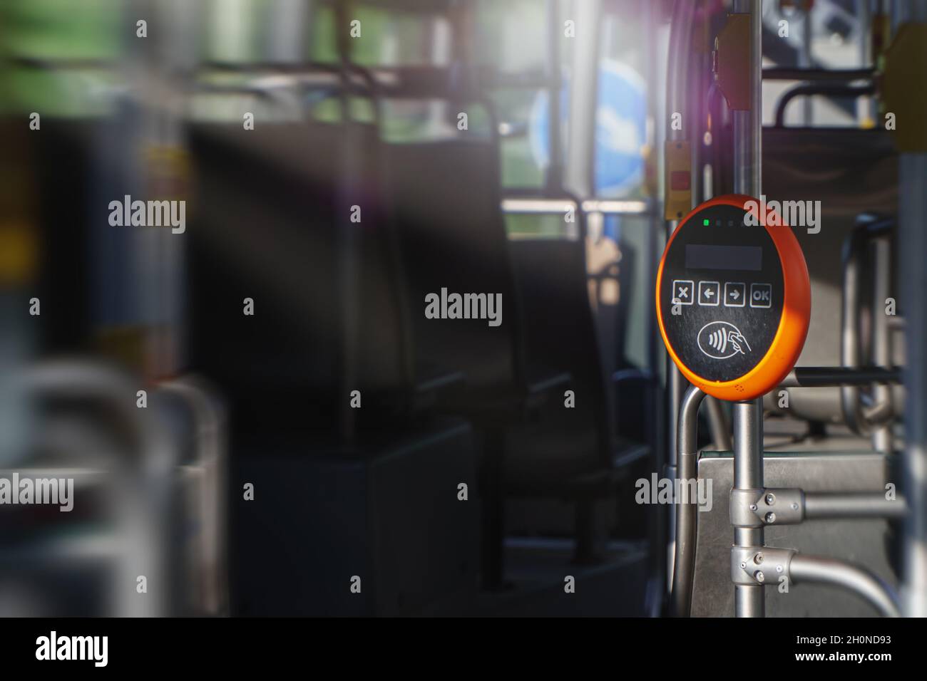 Ticket validation system on modern public transport Stock Photo - Alamy