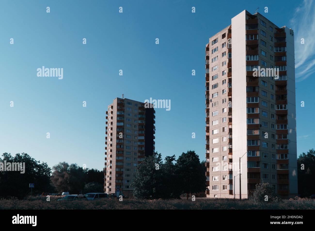 Soviet-style apartment building with balconies Stock Photo - Alamy