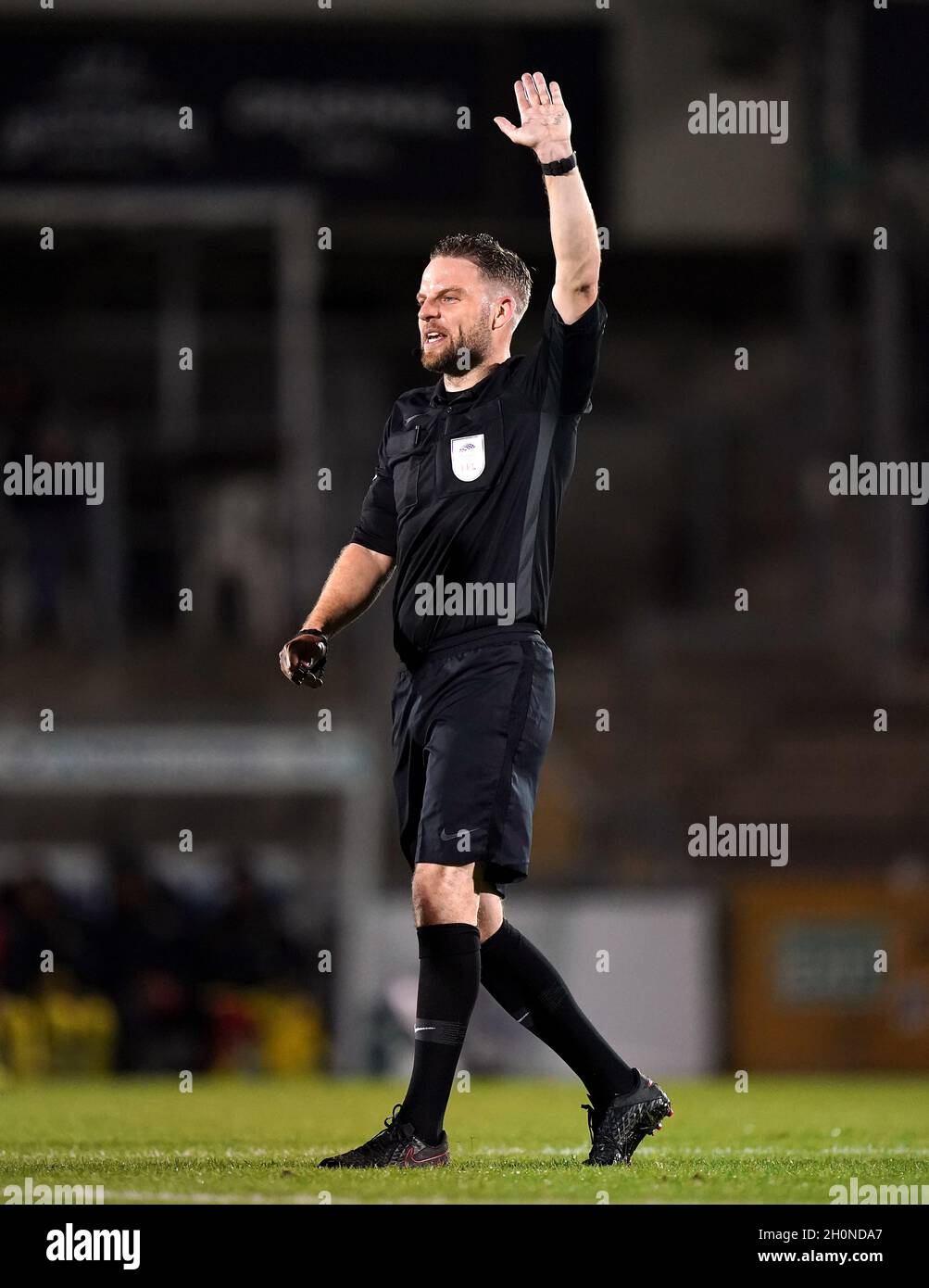 Referee Chris Pollard during the Papa John's Trophy Southern Section ...