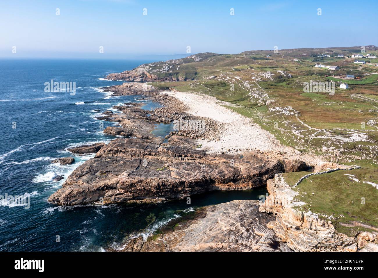 Aerial view of the beach by Falcorrib south of Dungloe, County Donegal ...