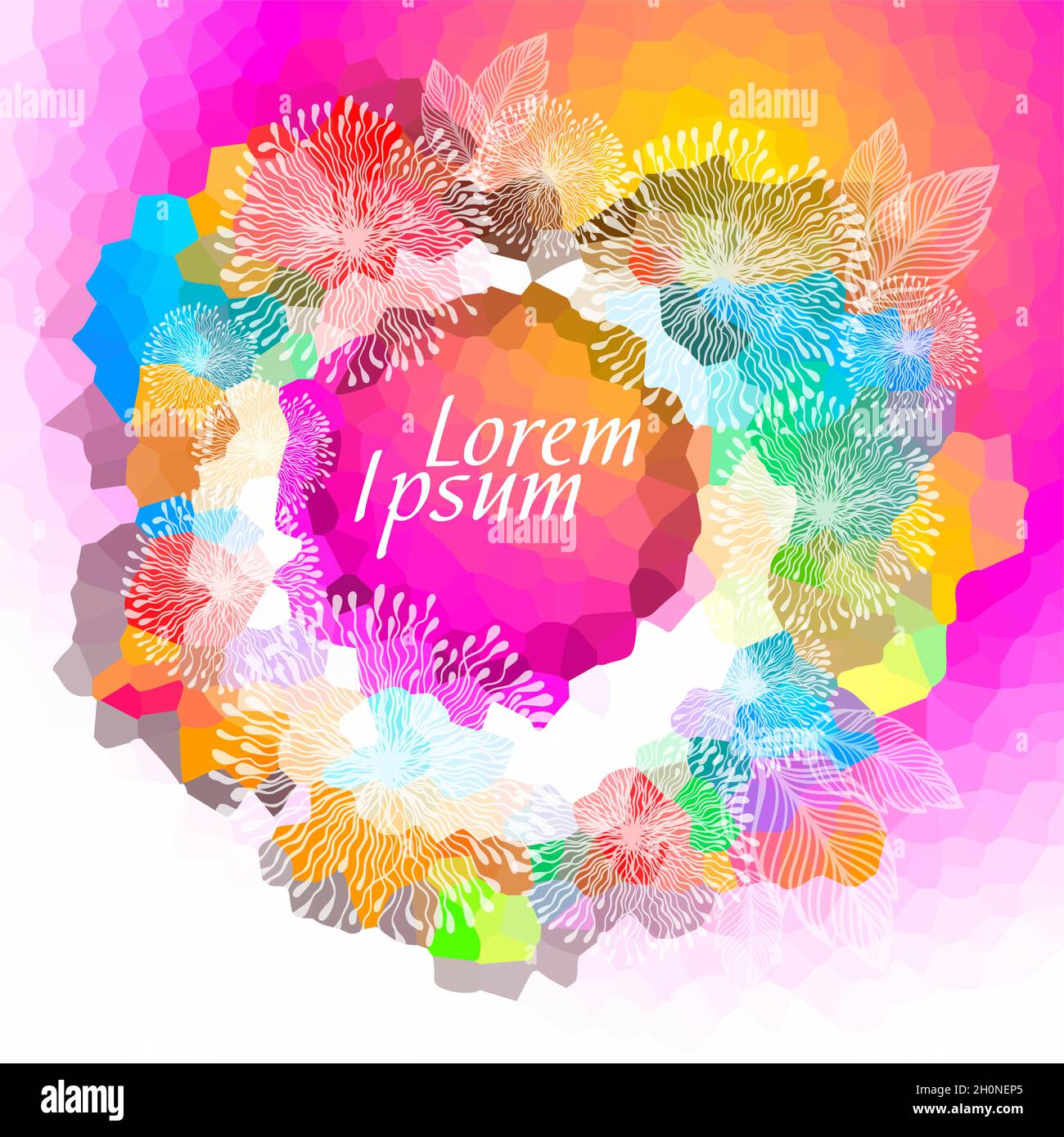 Beautiful floral multi-colored frame. Vector illustration Stock Vector ...