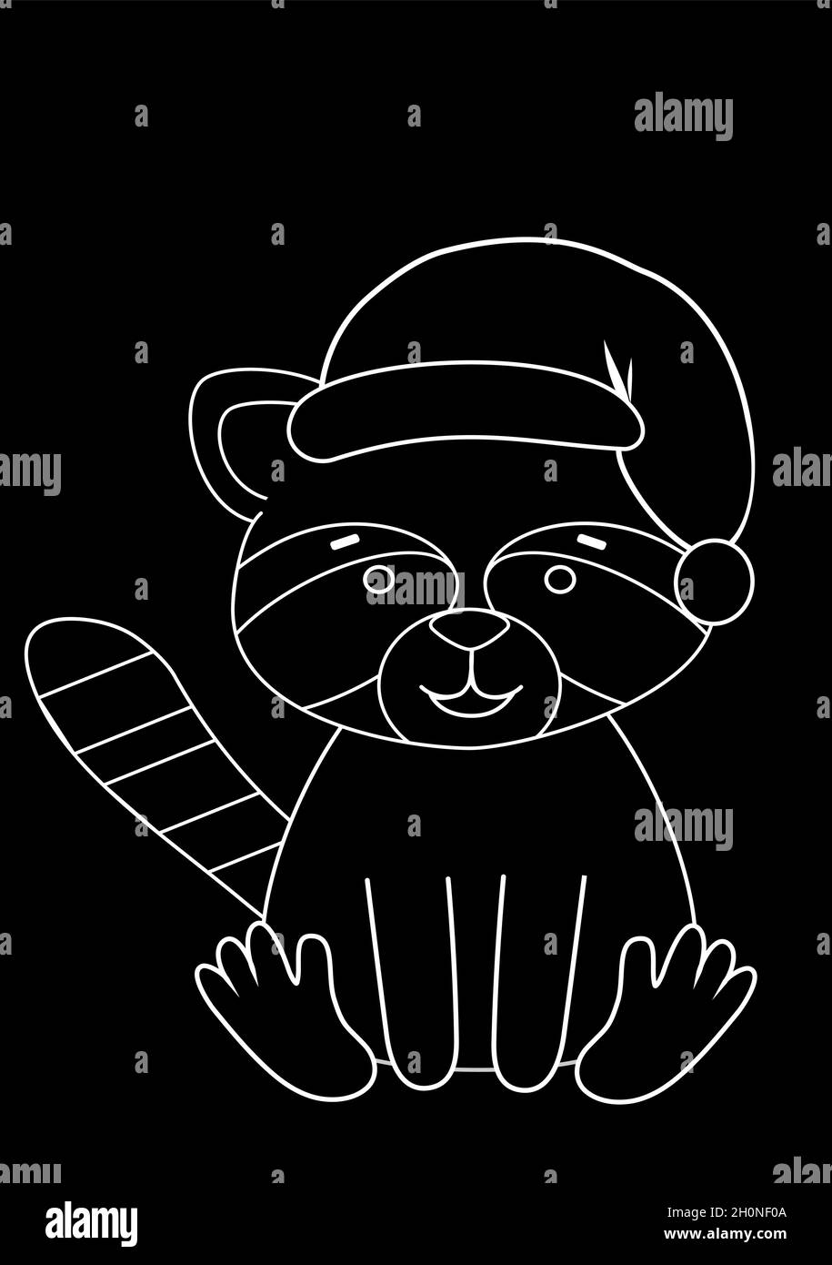 Cute raccoon in christmas Stock Vector Images - Alamy