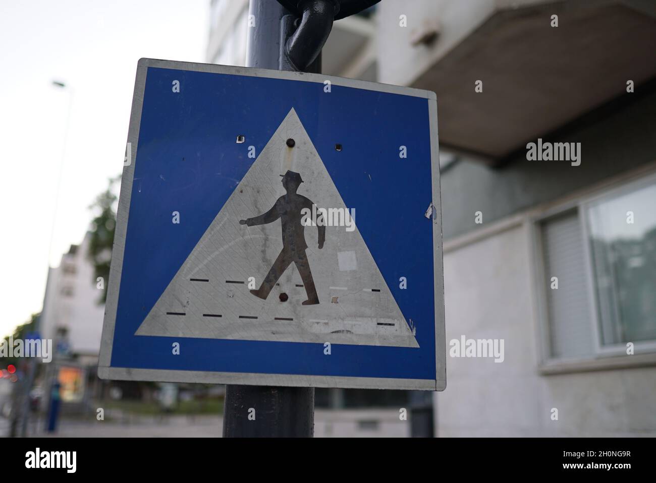 Closeup shot of an old pedestrian crossing sign Stock Photo - Alamy
