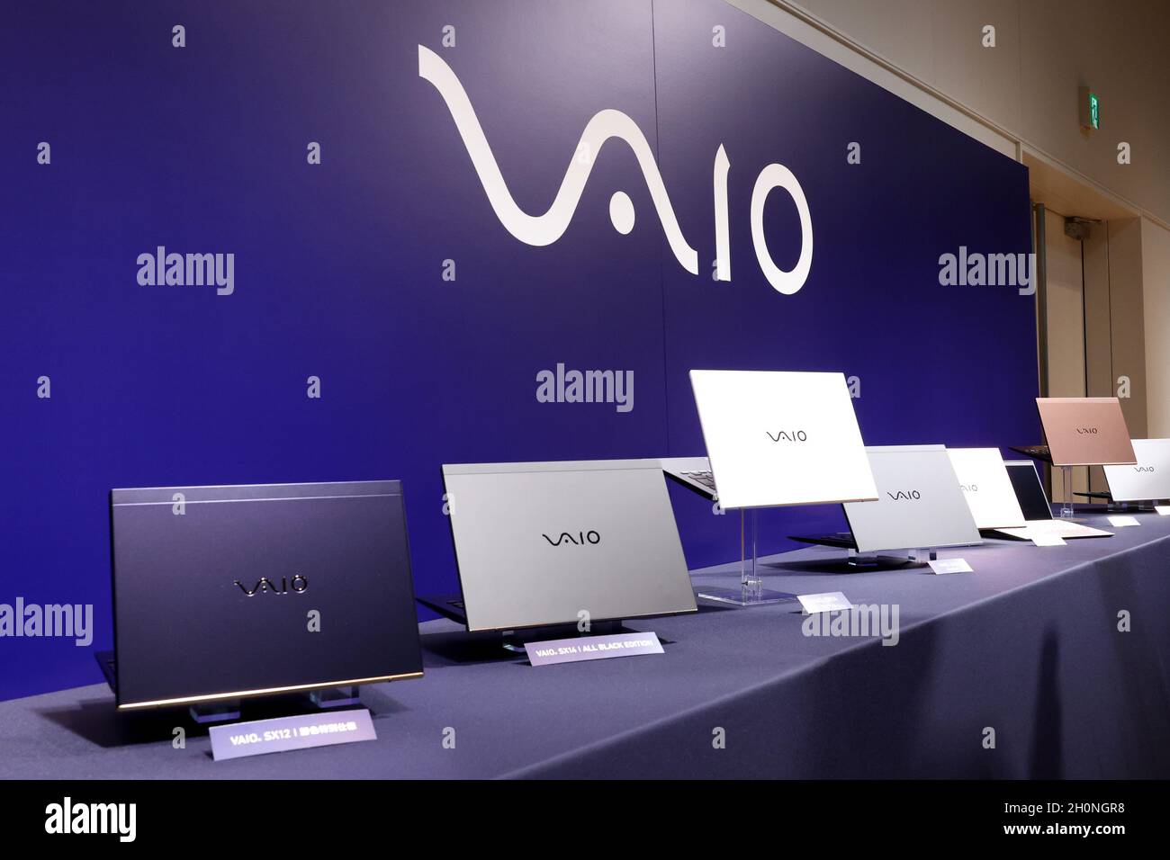 Tokyo, Japan. 13th Oct, 2021. Japanese computer maker Vaio displays the ...