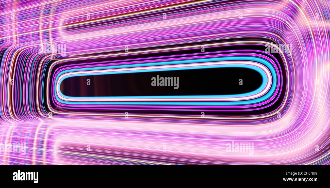 neon ligh violet and blue tube lines 3d render illustration Stock Photo ...