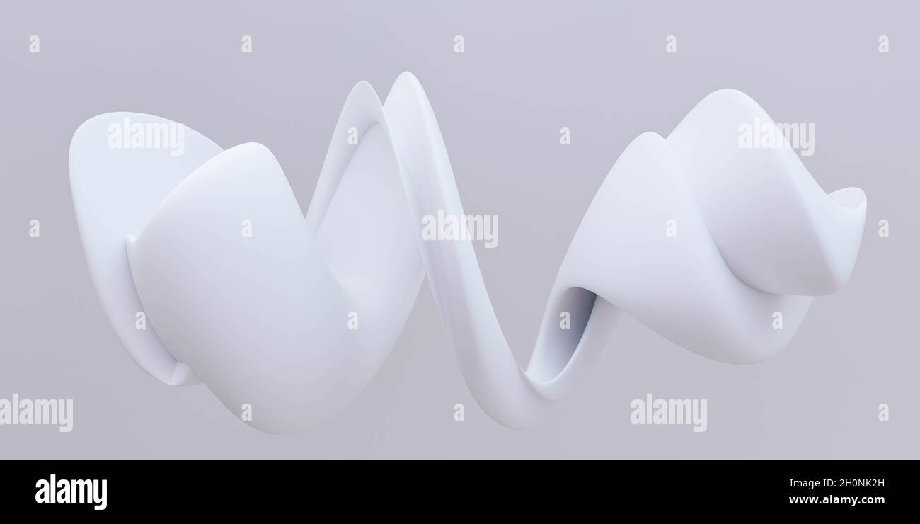 abstract white geometric organic round shape 3d render illustration ...