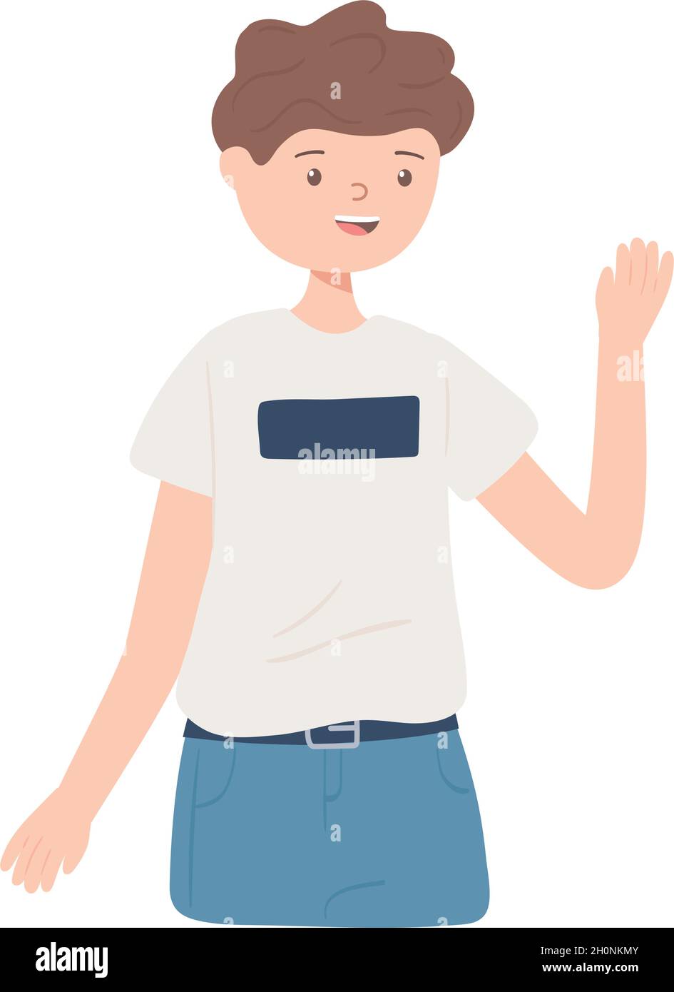 boy waving hand Stock Vector Image & Art - Alamy