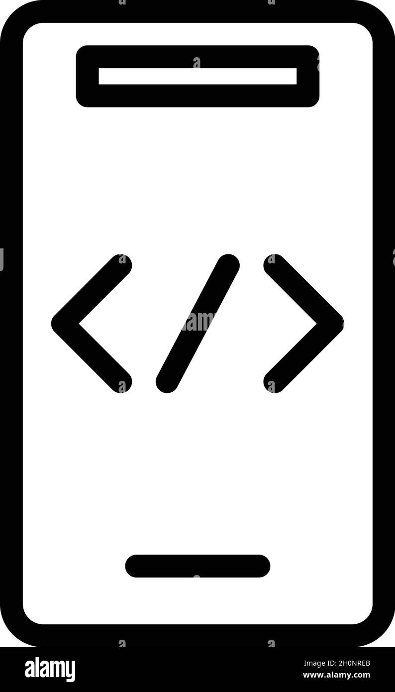 Code smartphone icon outline vector. Cms development. Computer page ...