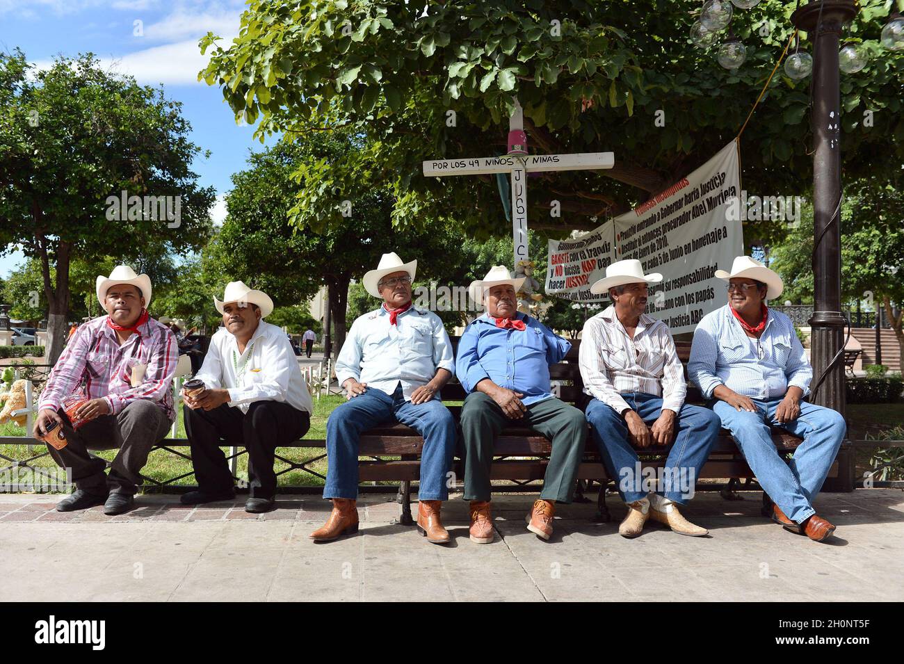 Yaqui indigenous community in Plaza Zaragoza and Palacio de Gobierno de ...
