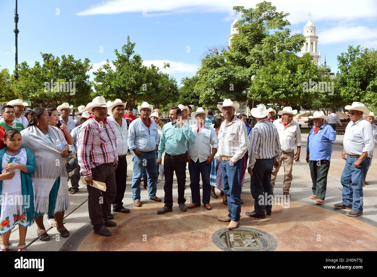 Yaqui indigenous community in Plaza Zaragoza and Palacio de Gobierno de ...
