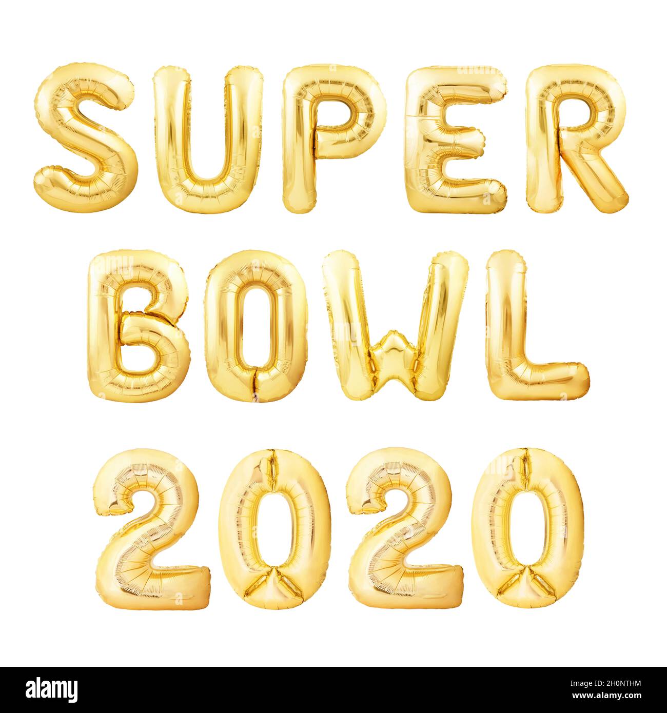 Words Super Bowl made of golden inflatable balloons isolated on white ...