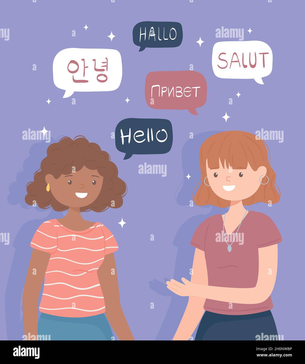 girls saying hello Stock Vector Image & Art - Alamy