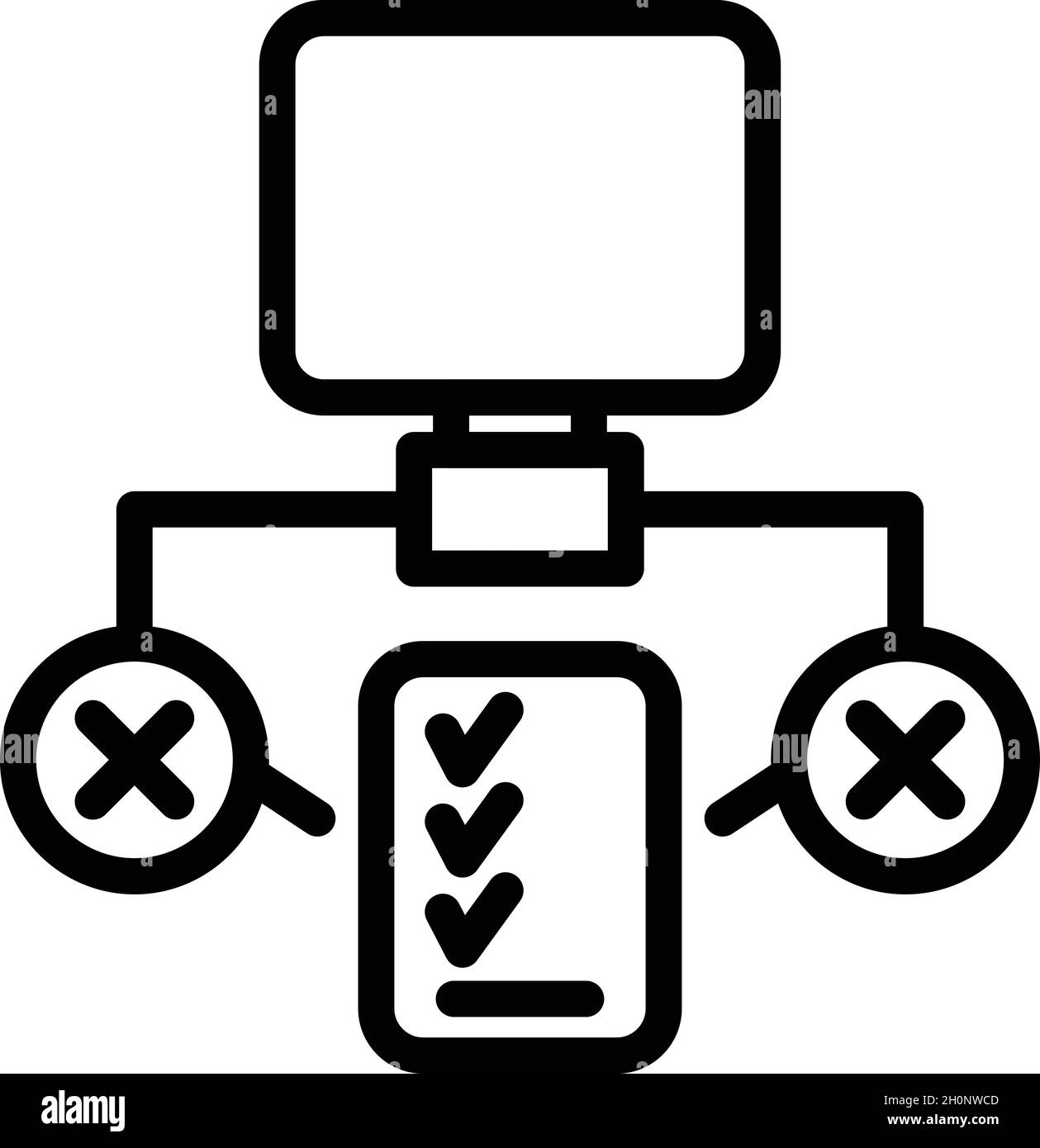 Computer 2fa icon outline vector. Factor password. Code login Stock ...