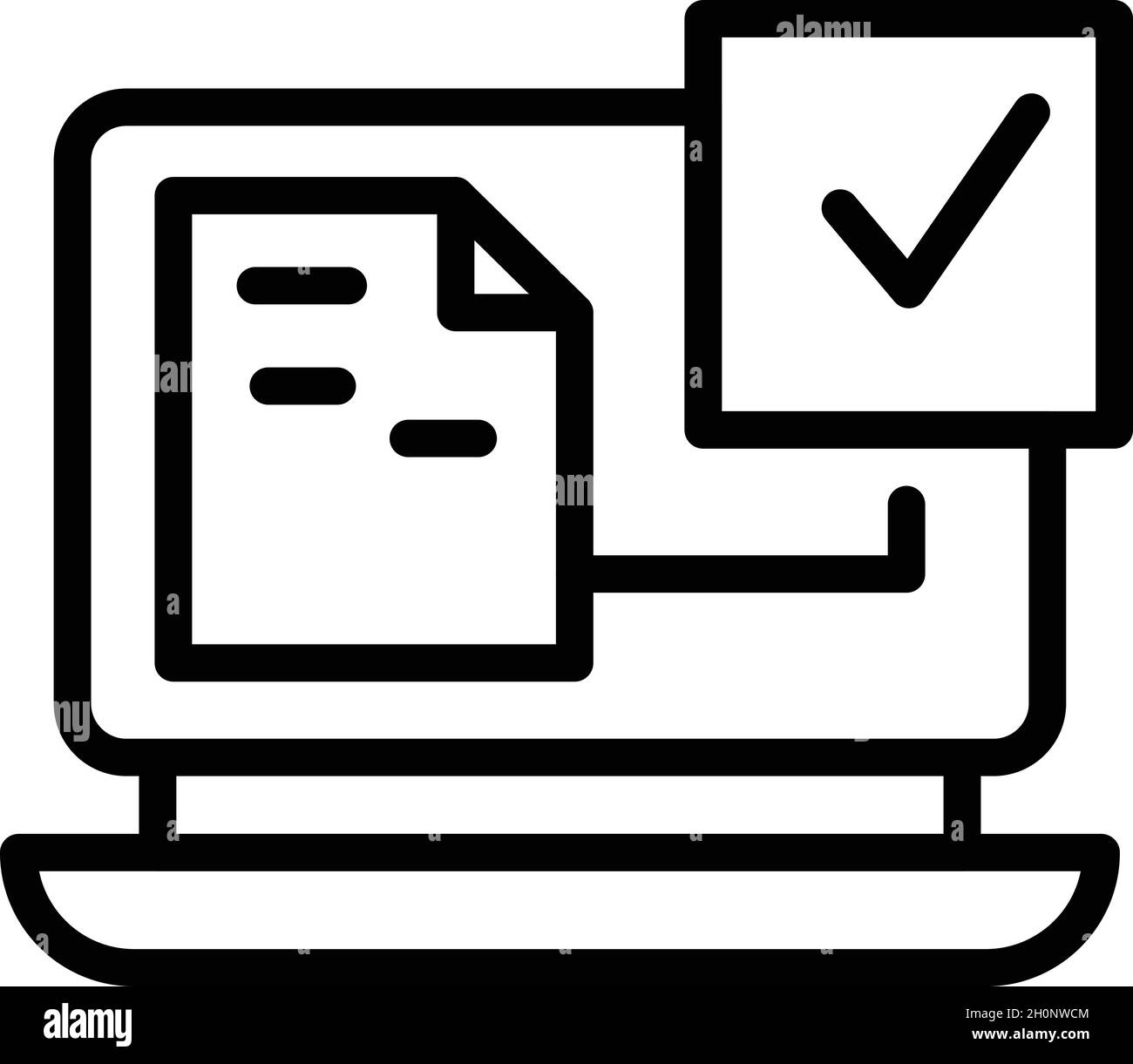 Secured laptop icon outline vector. Factor code login. Verification ...