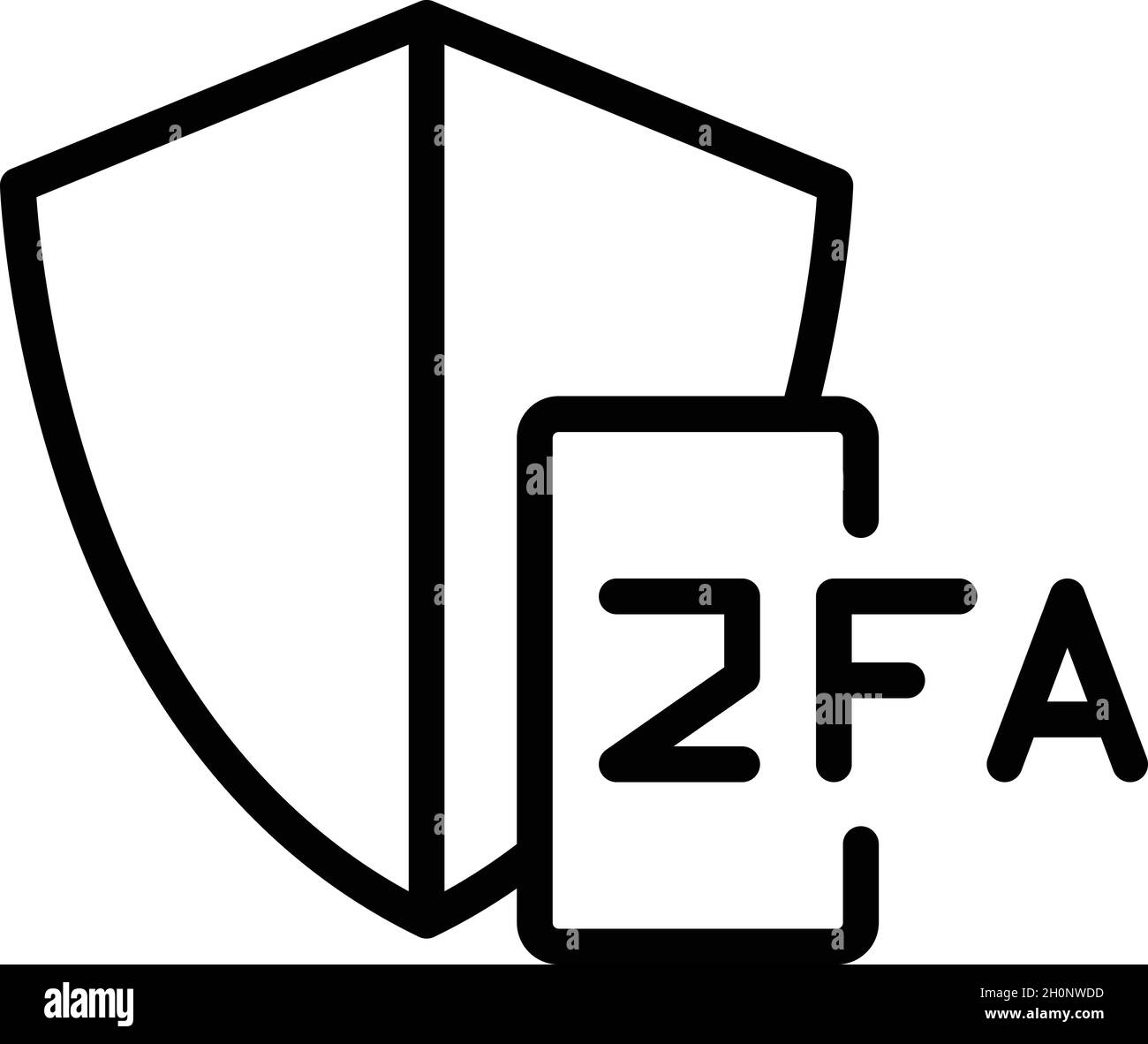 2fa shield icon outline vector. Code login. Internet mobile Stock ...