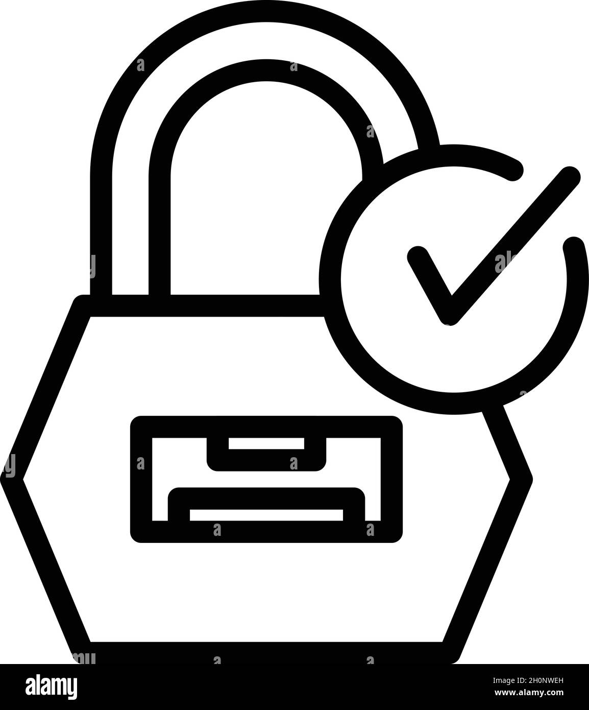 Secured padlock icon outline vector. Step login. Code password Stock ...