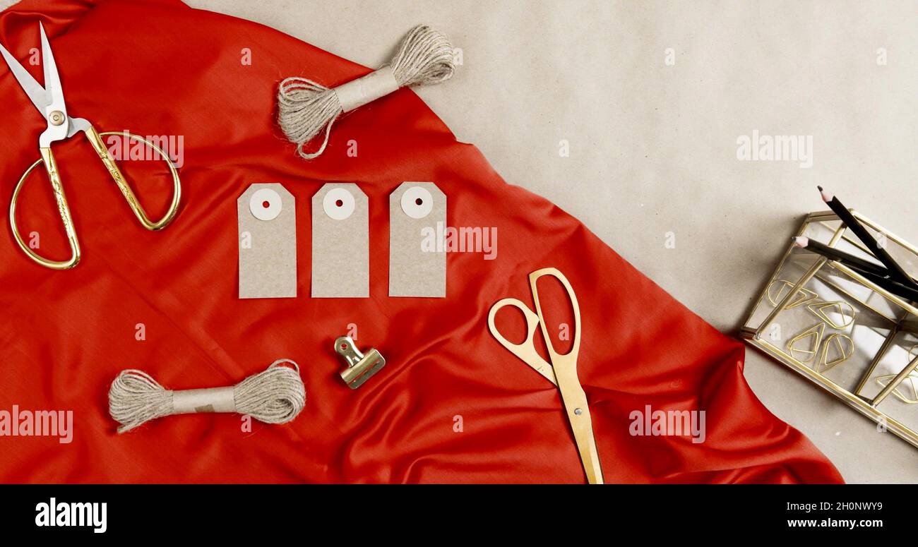 A top view of sewing material Stock Photo - Alamy