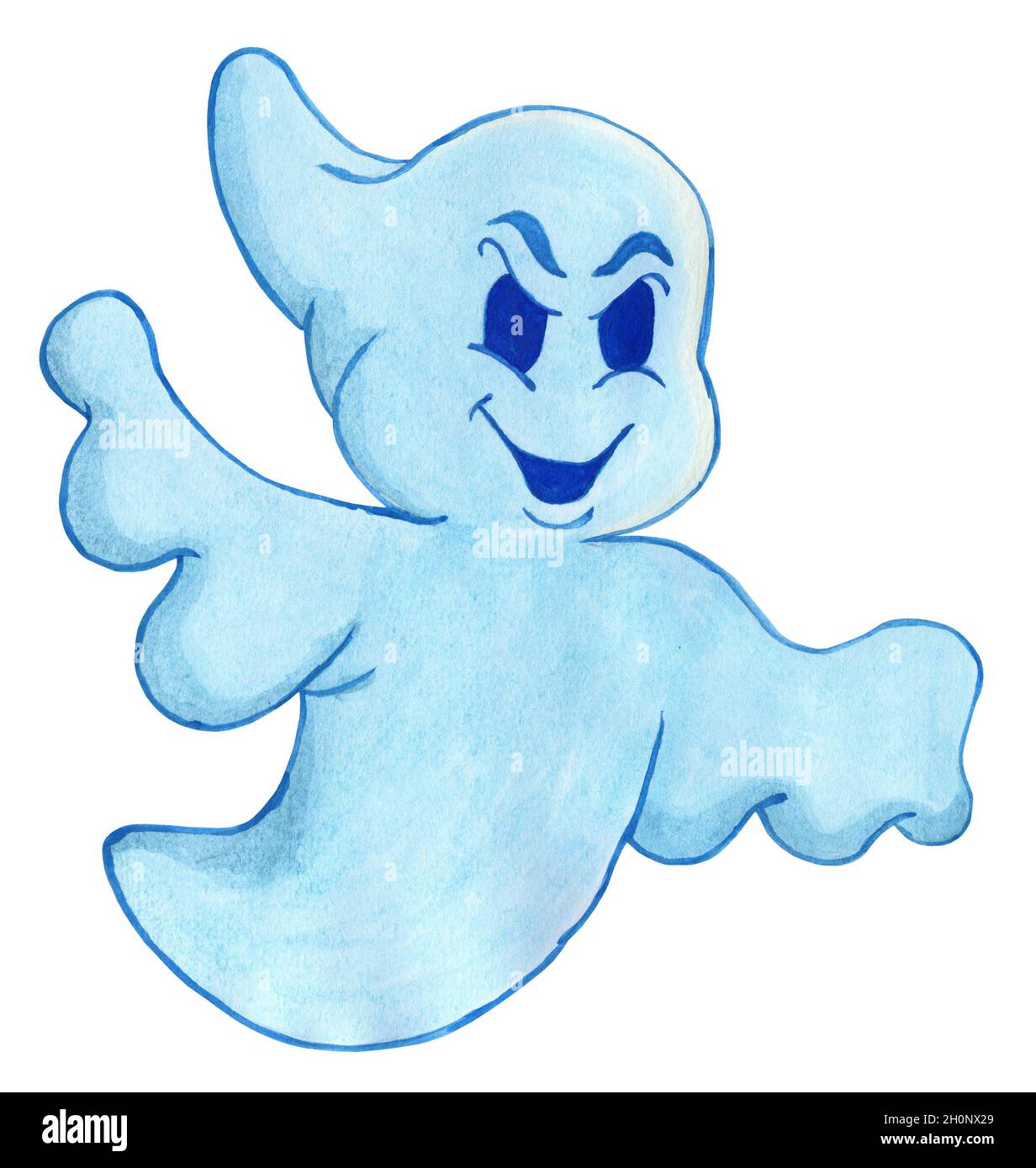 Halloween, Ghost with an evil look. A treat or a trick. Watercolor ...