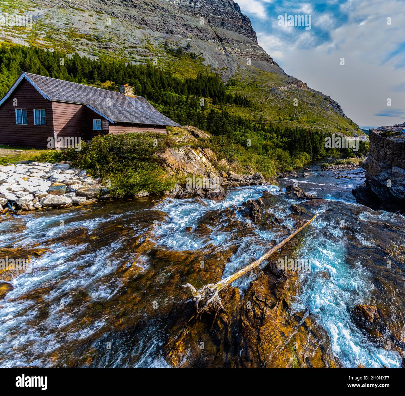 Swiftcurrent Falls Flowing Down Swiftcurrent Creek, Glacier National ...