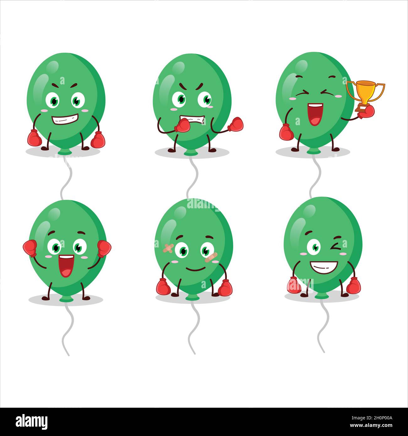 A sporty green balloons boxing athlete cartoon mascot design. Vector ...