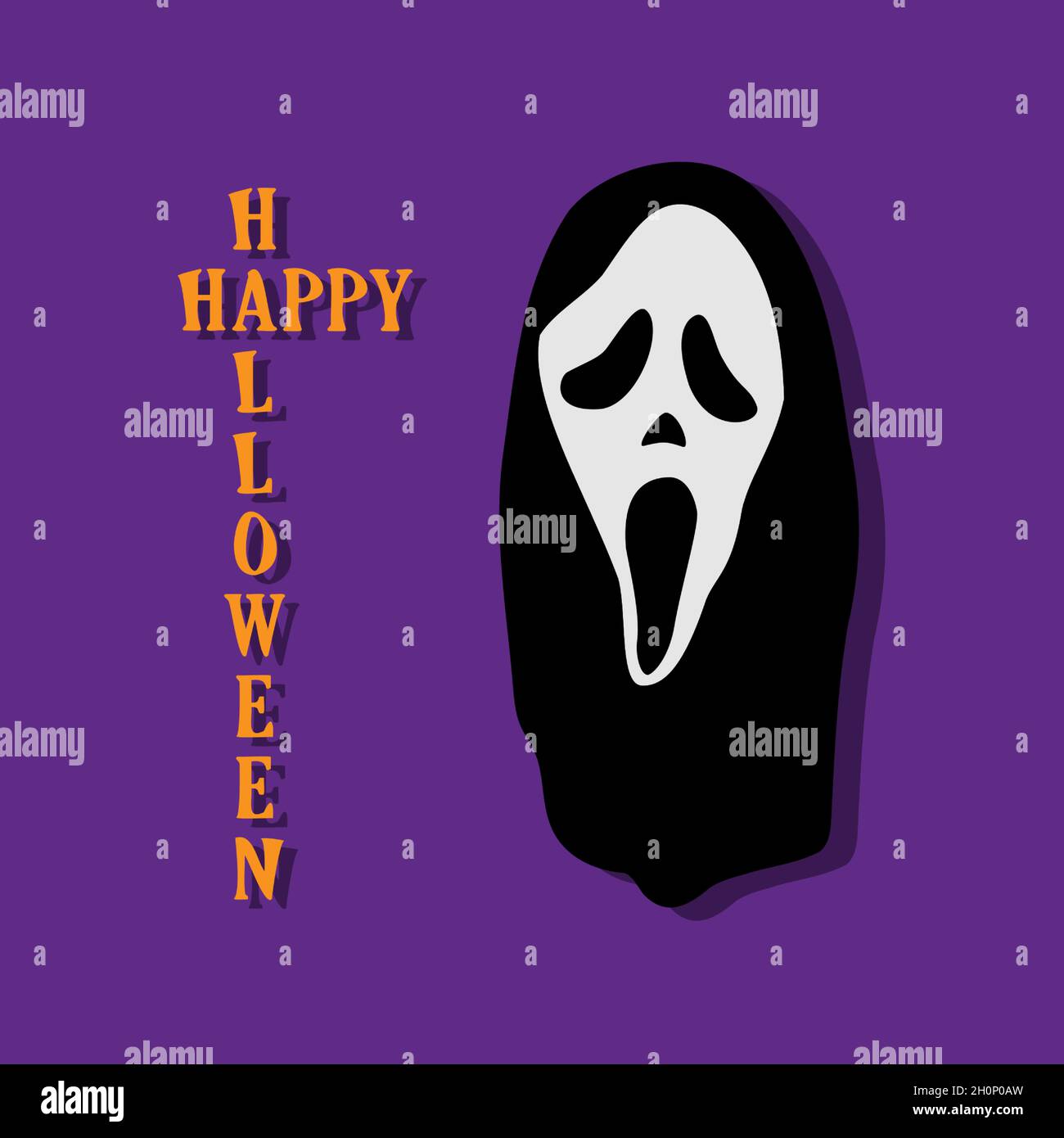 Halloween illustration on violet background. Vector illustration Stock ...