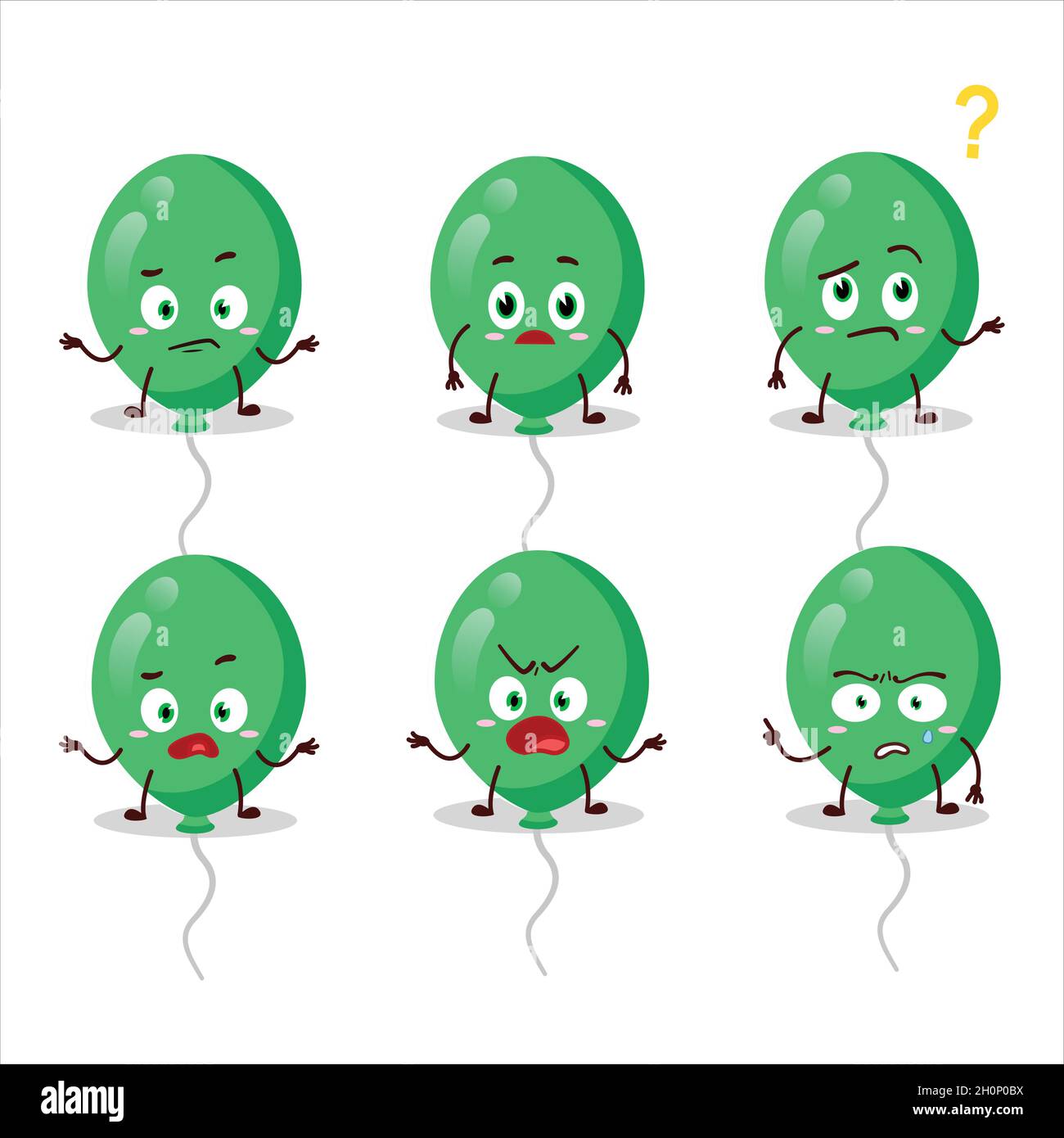 Cartoon character of green balloons with what expression. Vector ...