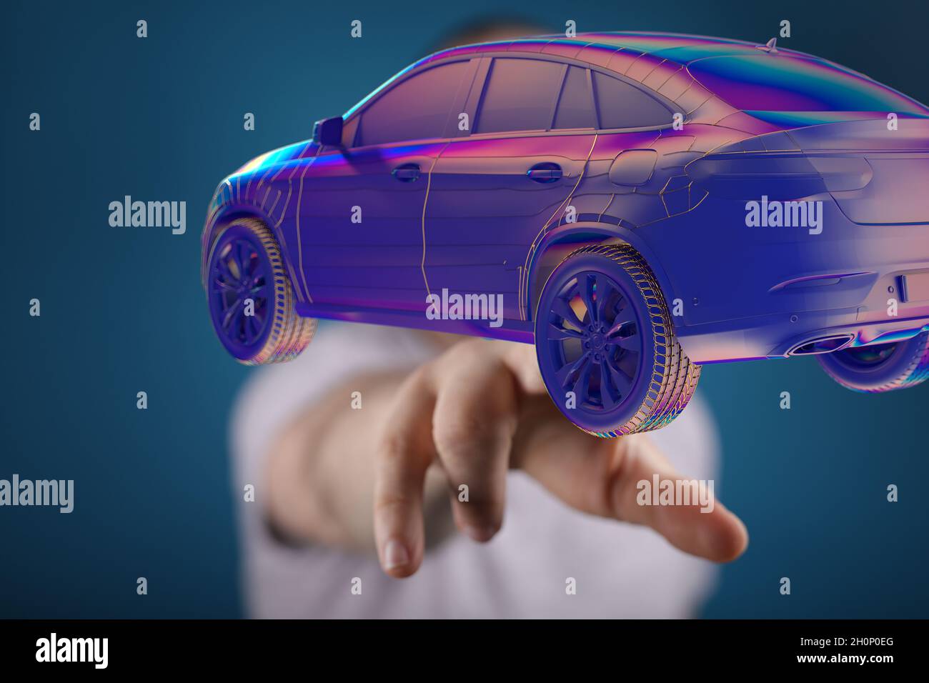 3D rendering of a digital futuristic electro car, e-motion concept ...