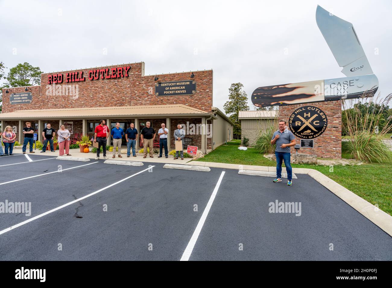 Radcliff, KY, USA - October 13, 2021: Jason Basham addresses the ...