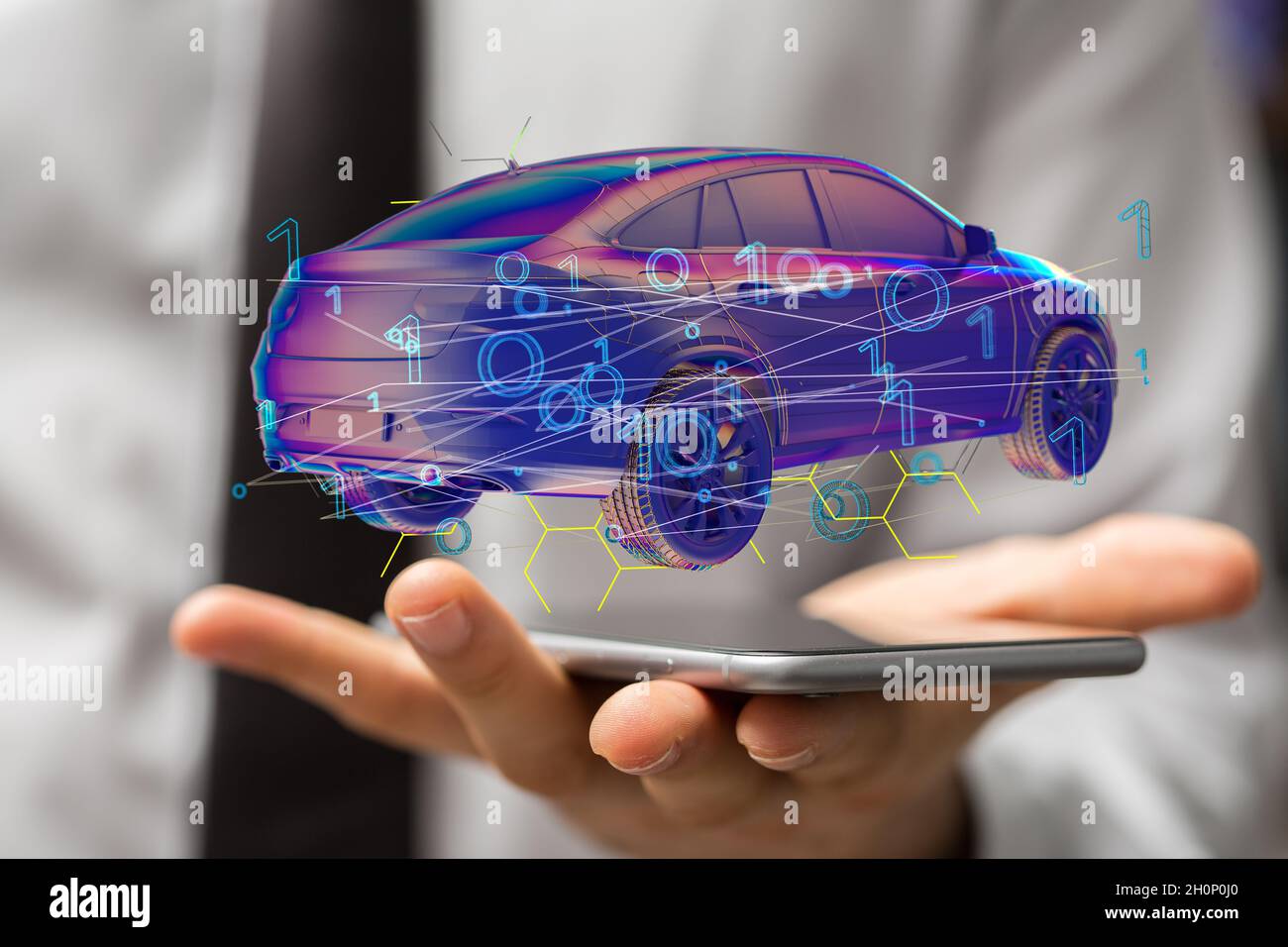 3D rendering of a digital futuristic electro car, e-motion concept ...