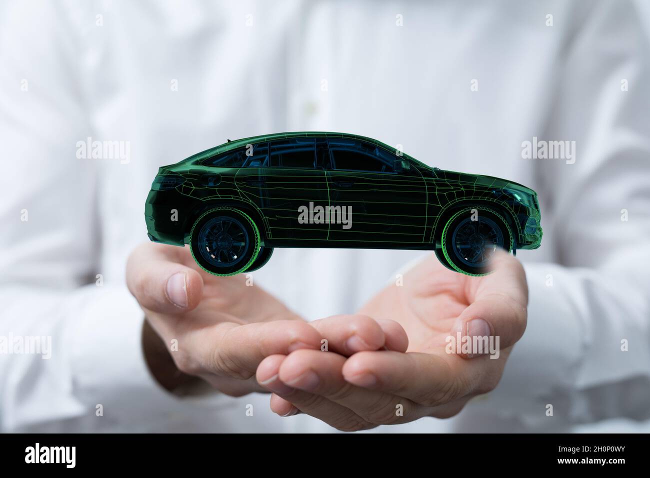 3D rendering of a digital futuristic electro car, e-motion concept ...