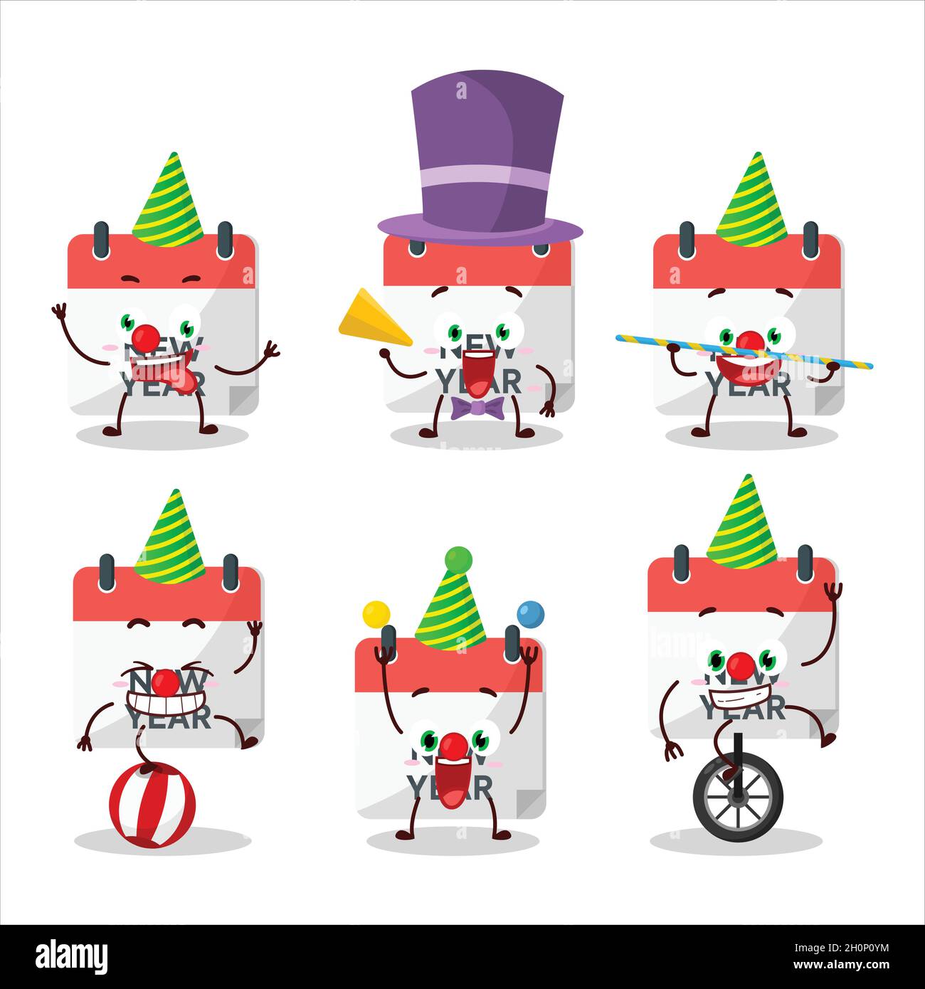 Cartoon character of new year calendar with various circus shows ...