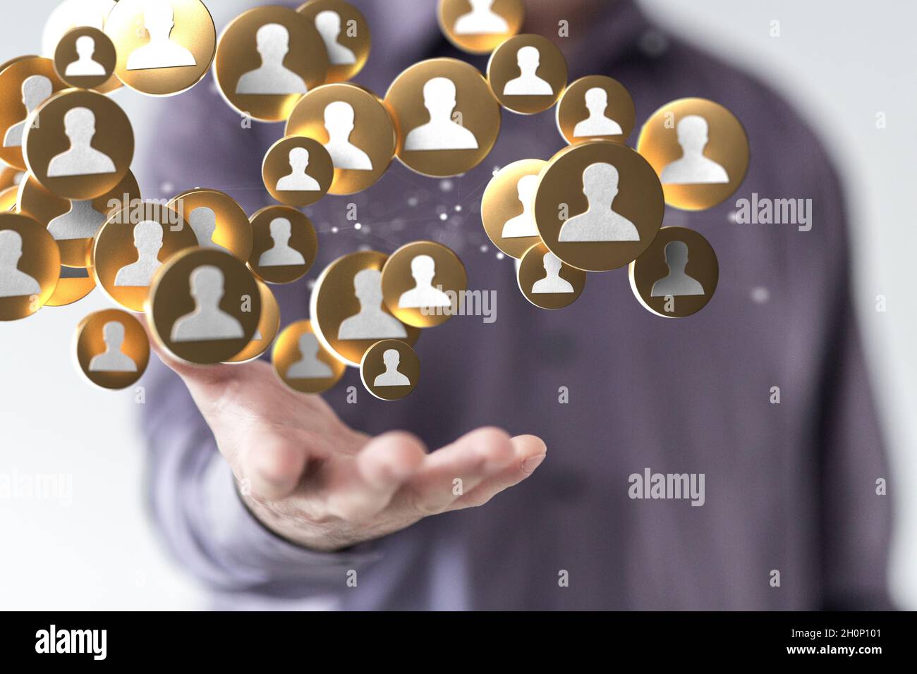 3d rendering of a team connection and social network symbol on a blurry ...