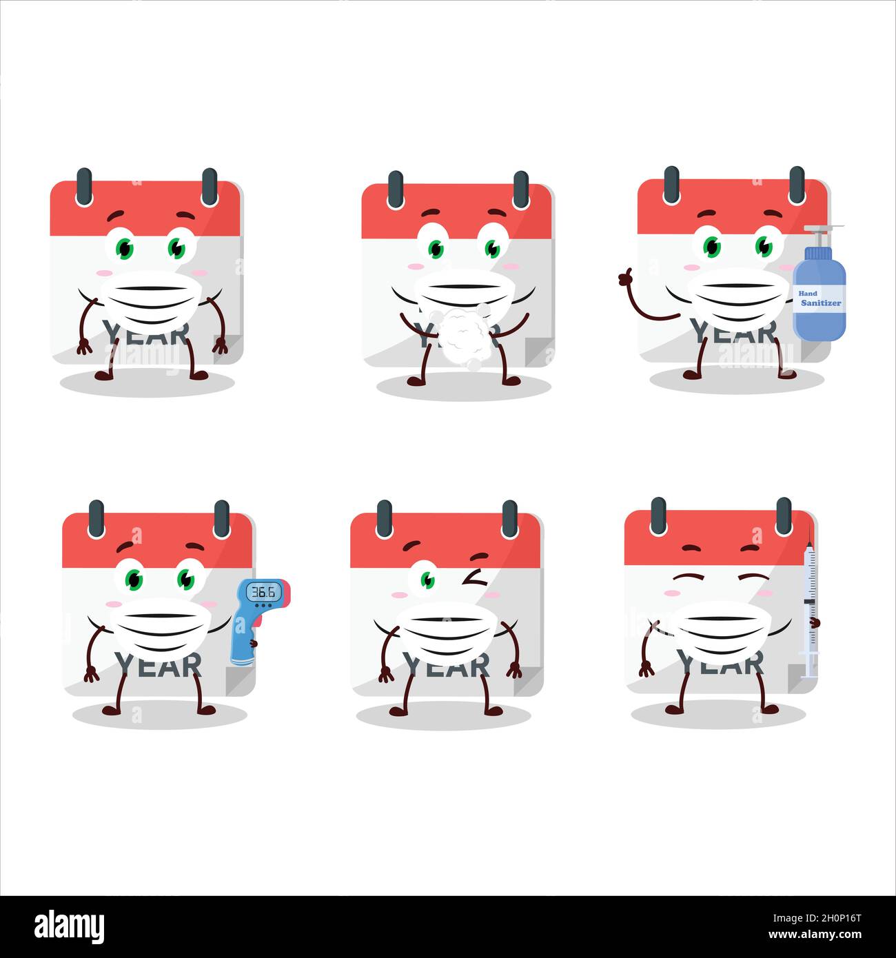 A picture of new year calendar cartoon design style keep staying ...