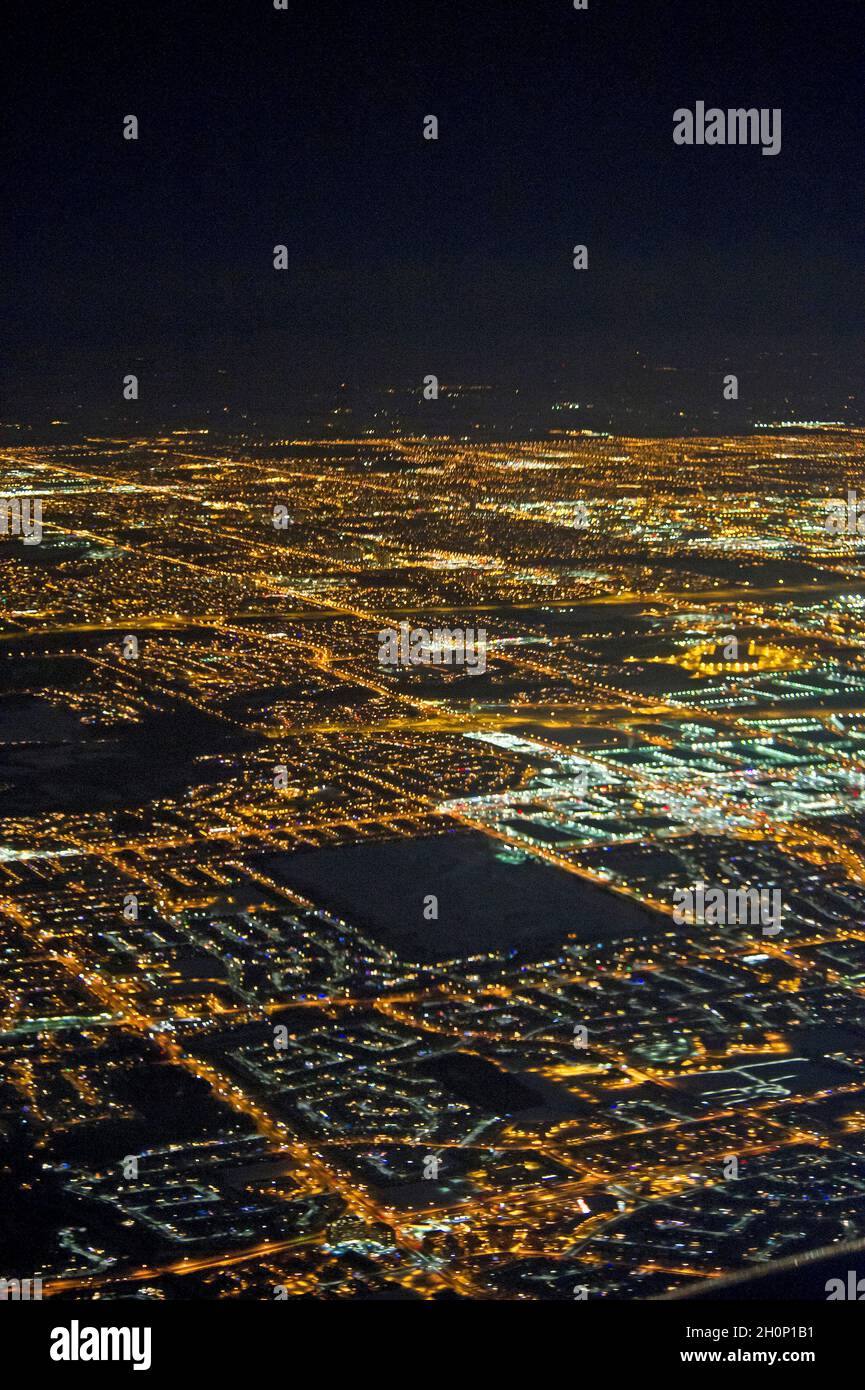 View of Toronto from the airplane at night Stock Photo - Alamy