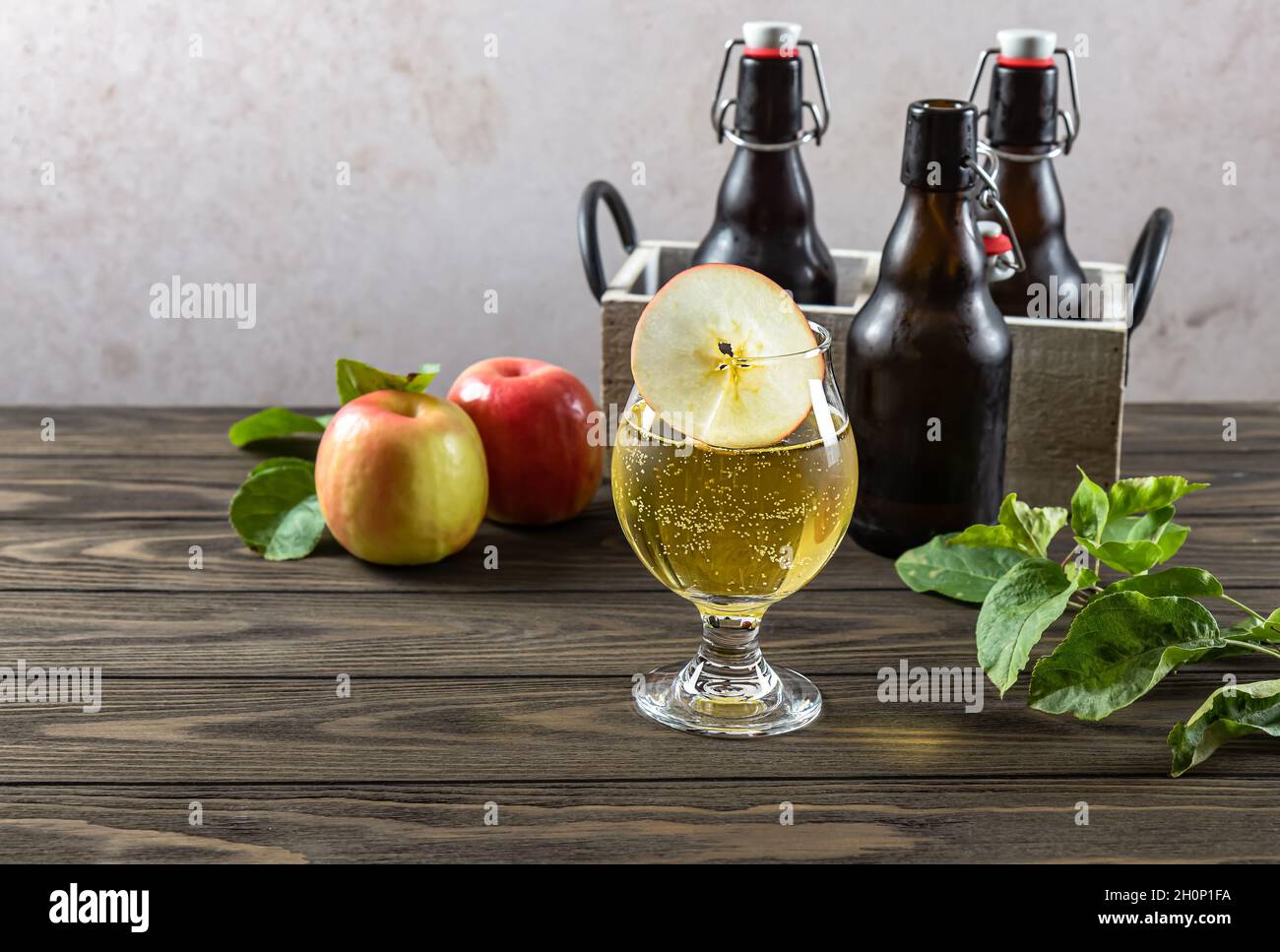 Natural craft cider. Slightly alcoholic beverage made from the ...