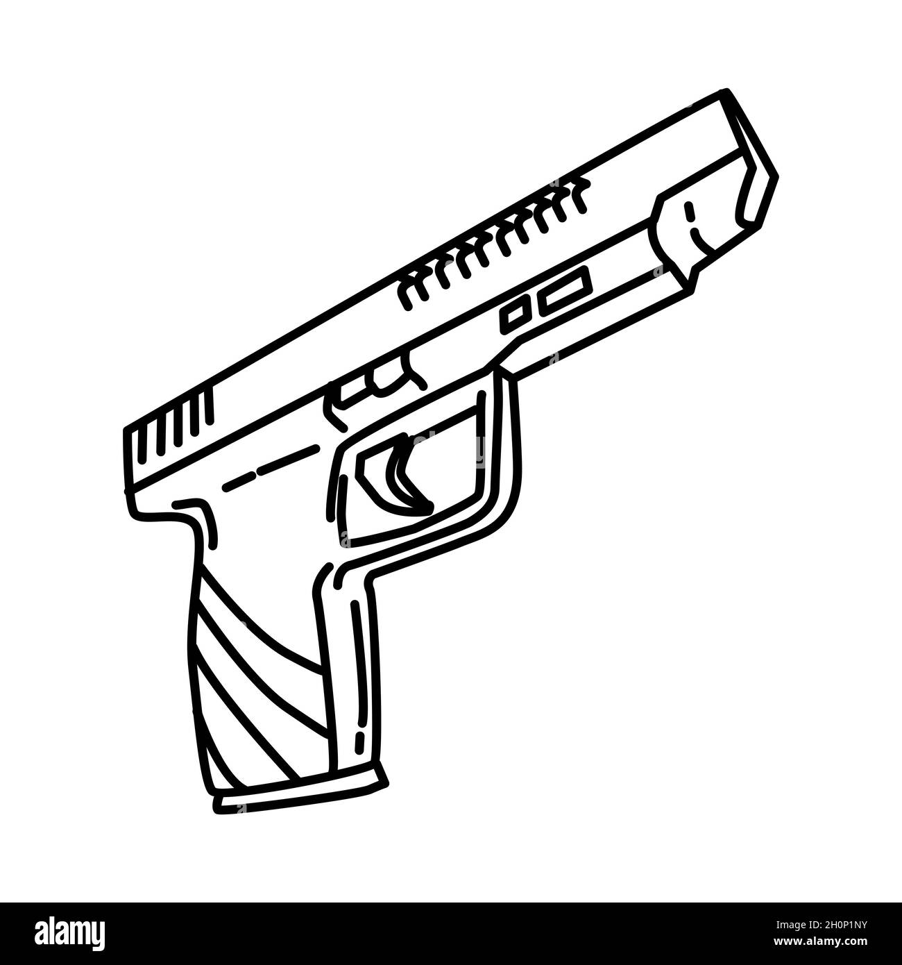 Police Weapons Part of Police Equipment and Accessories Hand Drawn Icon ...