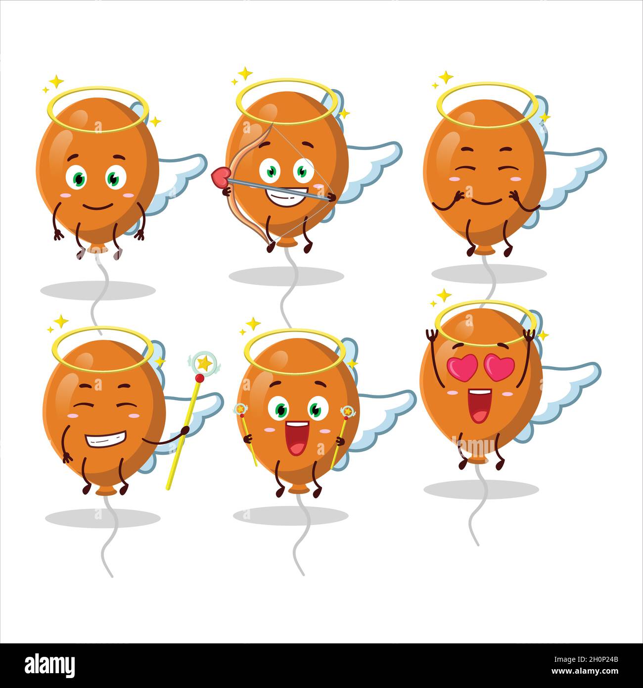 Orange Balloons Cartoon Designs As A Cute Angel Character Vector