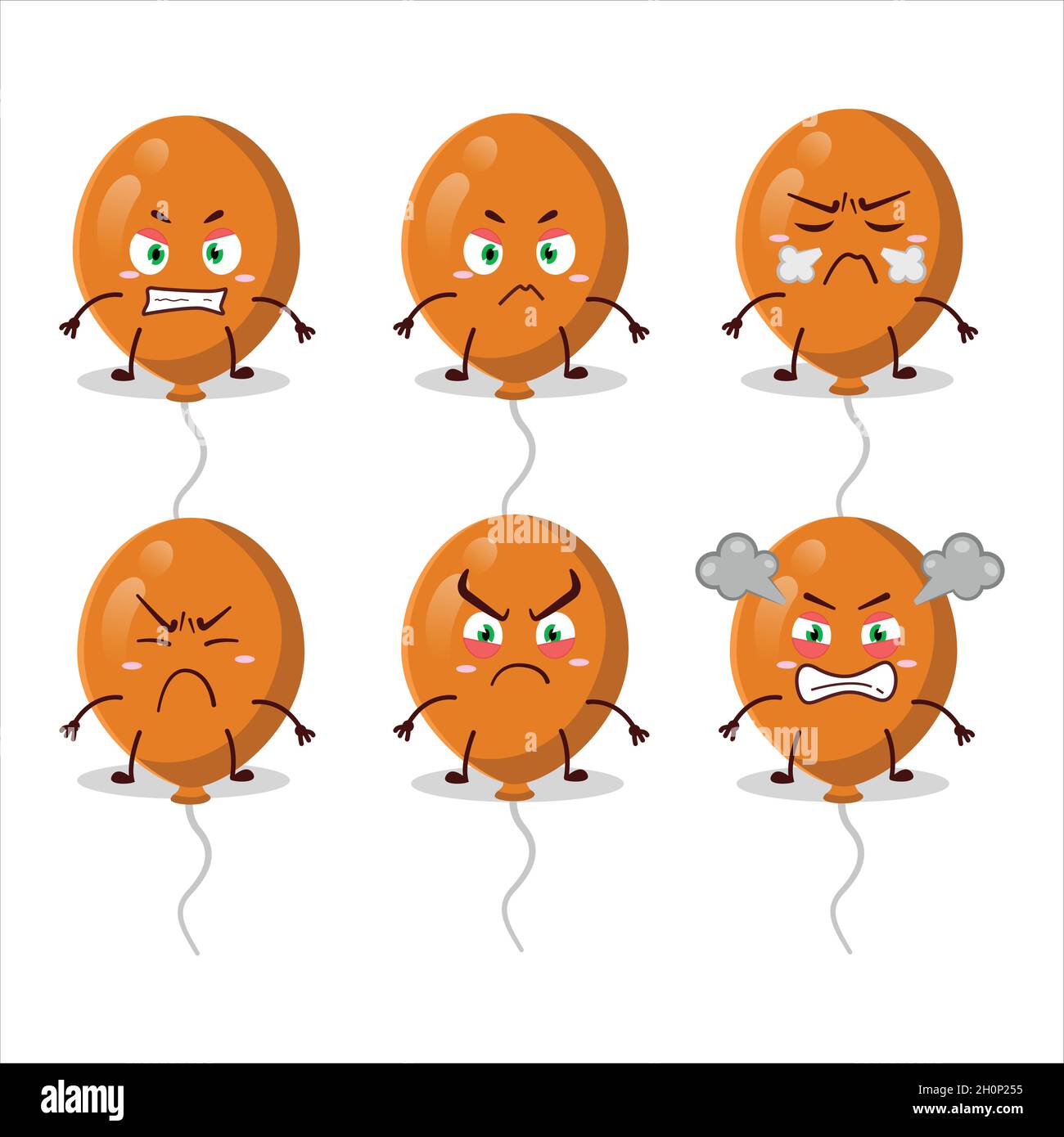 Orange balloons cartoon character with various angry expressions ...