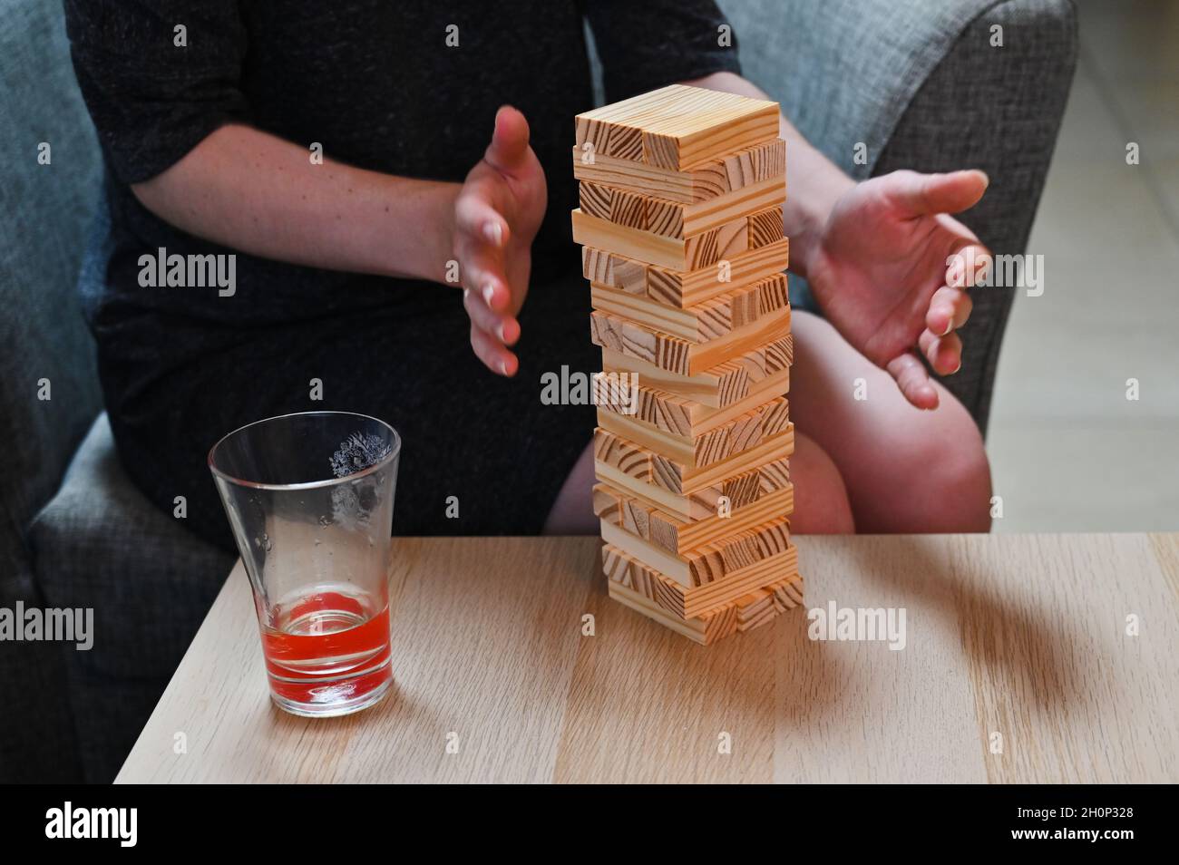 Jumbling tower with clipping path close-up Stock Photo - Alamy