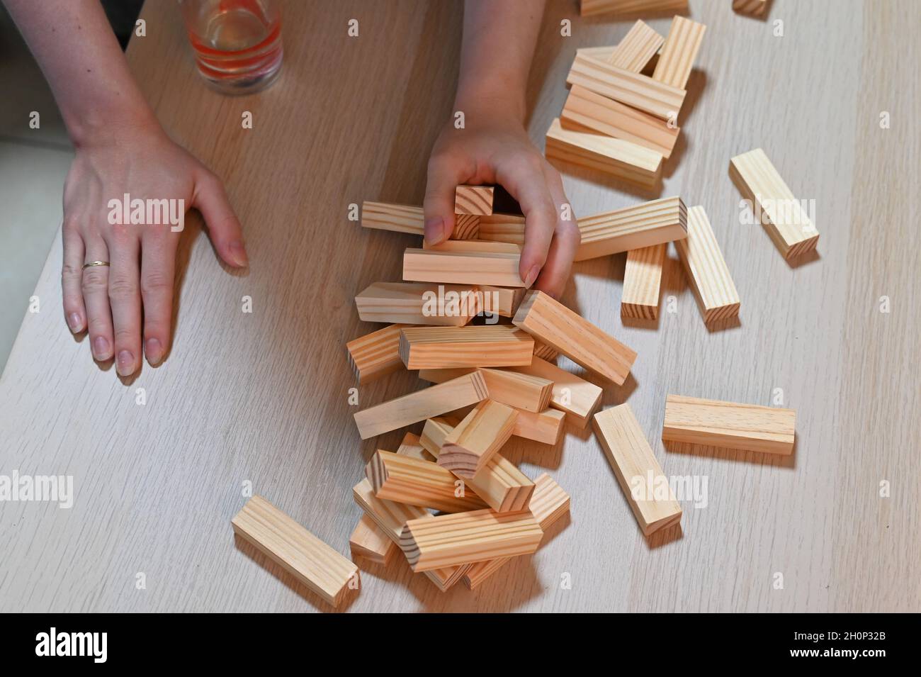 Jumbling tower with clipping path close-up Stock Photo - Alamy