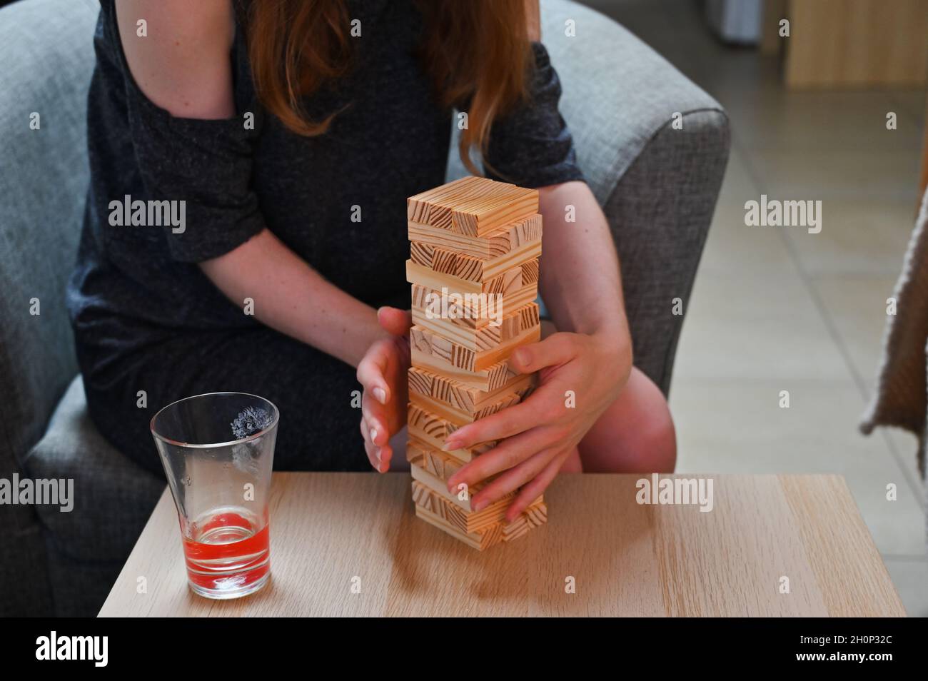 Jumbling tower with clipping path close-up Stock Photo - Alamy
